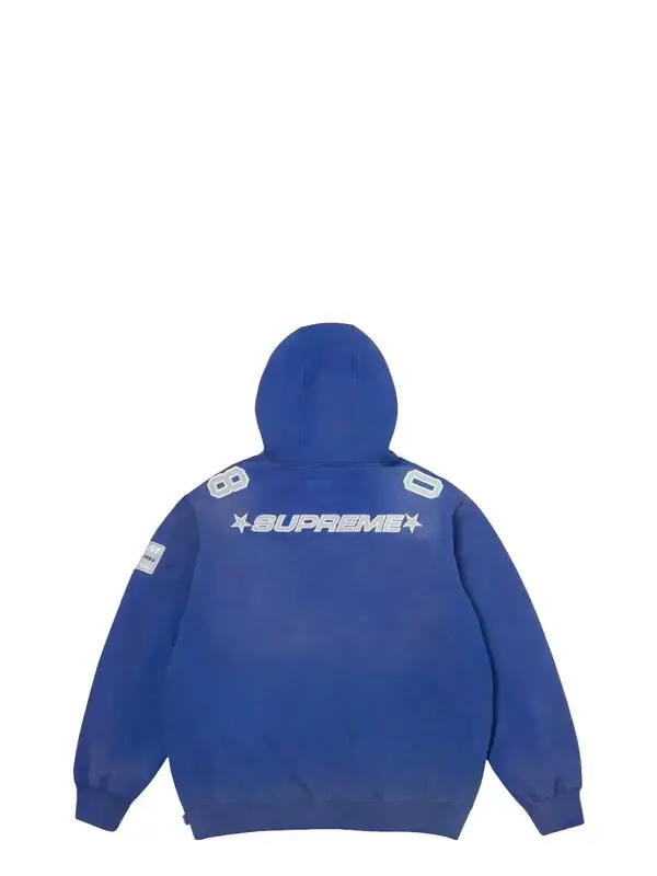 Supreme Logo-patch Jersey Hoodie - Blue