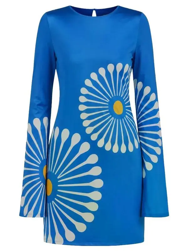 CALA DE LA CRUZ Maisha Floral-print Mini Dress - Blue