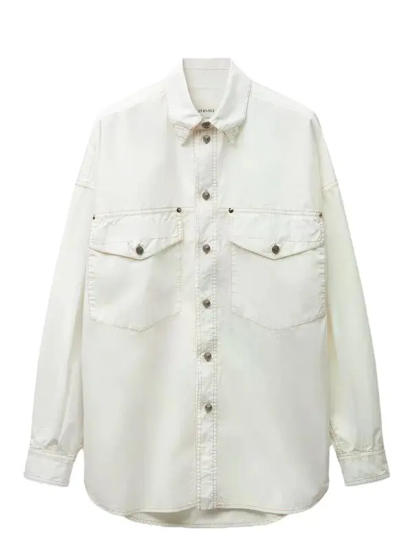 Versace Cotton Poplin Oversized Shirt With Medusa Buttons - White