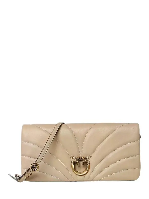 Pinko Quilted Love Birds Clutch Bag - Neutrals