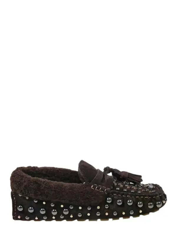 STRATEGIA SHOES Studded Tassel Loafers - Brown