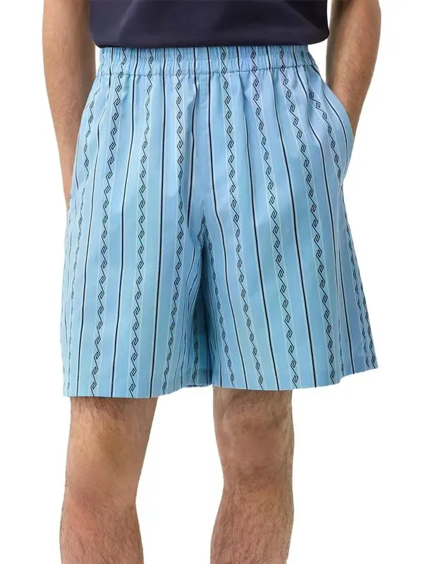 Versace Jacquard Cotton-silk Striped Shorts - Blue