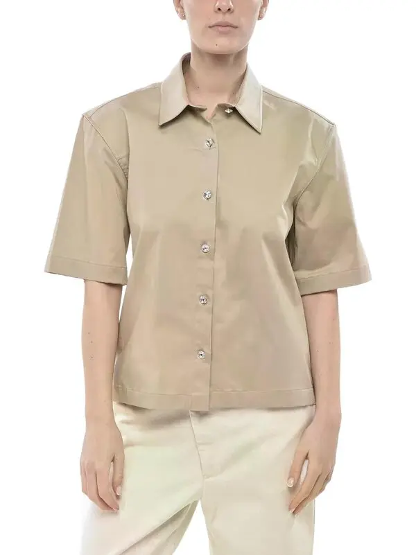 THELATEST Jewel-button Poplin Blouse - Neutrals