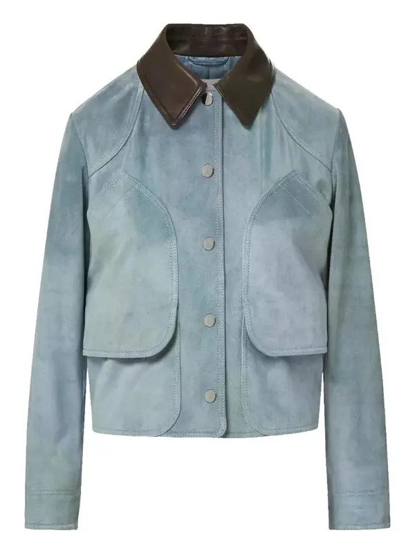 Veronica Beard Walters Cropped Suede Jacket - Blue