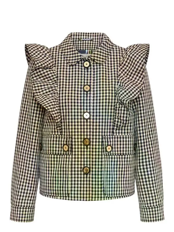 MAISON COMMON Ruffled Gingham Jacket - Neutrals