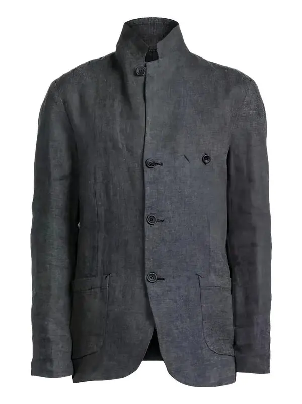 HANNES ROETHER High-neck Button-up Blazer - Grey