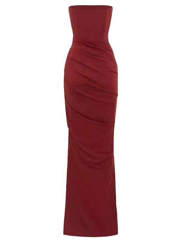 Alex Perry Strapless Draped Gown - Red