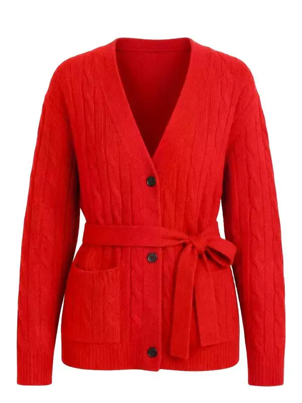 NILI LOTAN Tirza Cable Knit Cardigan - Red