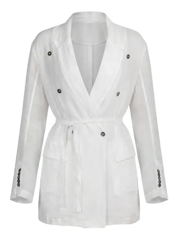Masnada Double-breasted Belted Coat - White