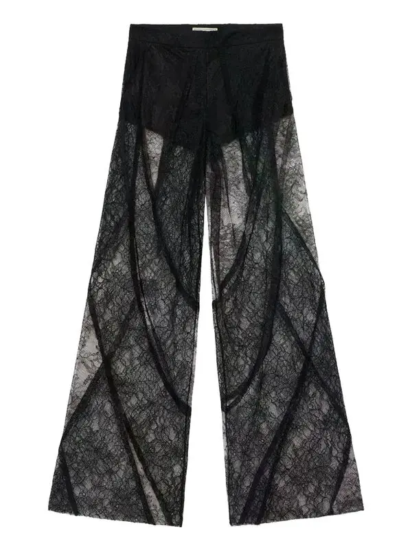 Blumarine Patchwork Lace Wide-leg Trousers - Black