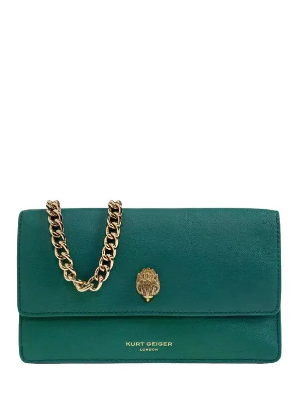 Kurt Geiger Sloane Leather Clutch Bag With Chain Strap - Green