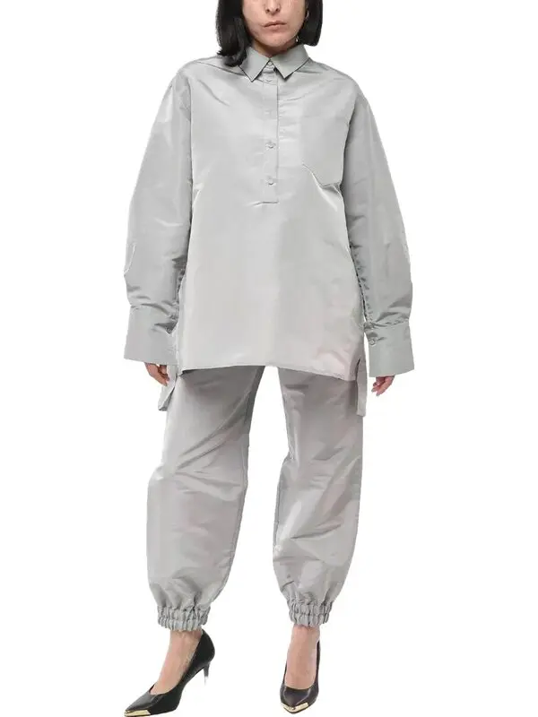 SUPER BLOND Oversized Silk Organza Blouse - Grey