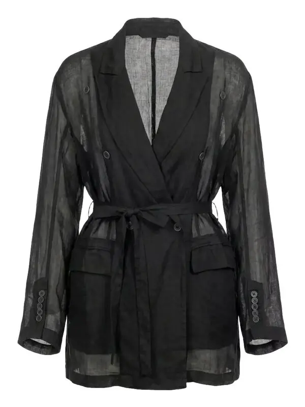 Masnada Double-breasted Belted Jacket - Black