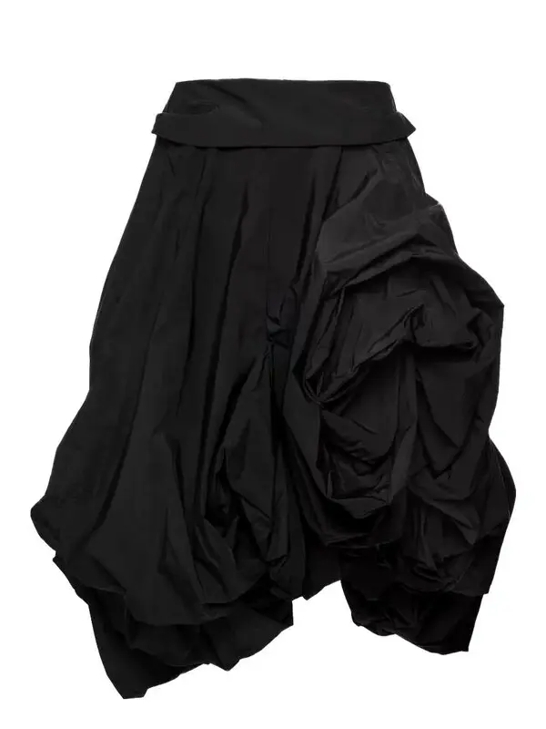 Magda Butrym Draped Floral-detail Midi Skirt - Black