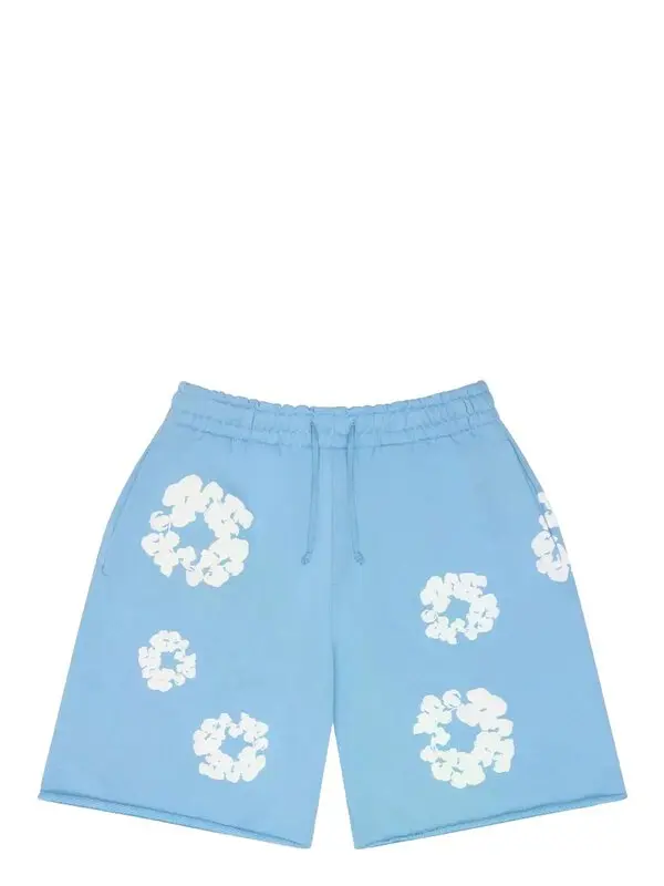 DENIM TEARS Wreath Cotton Shorts - Blue