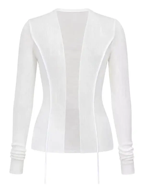 Masnada V-neck Cardigan With Chiffon Insert - White