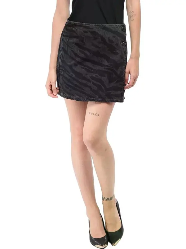GANNI Animal Print Wrap Mini Skirt - Black