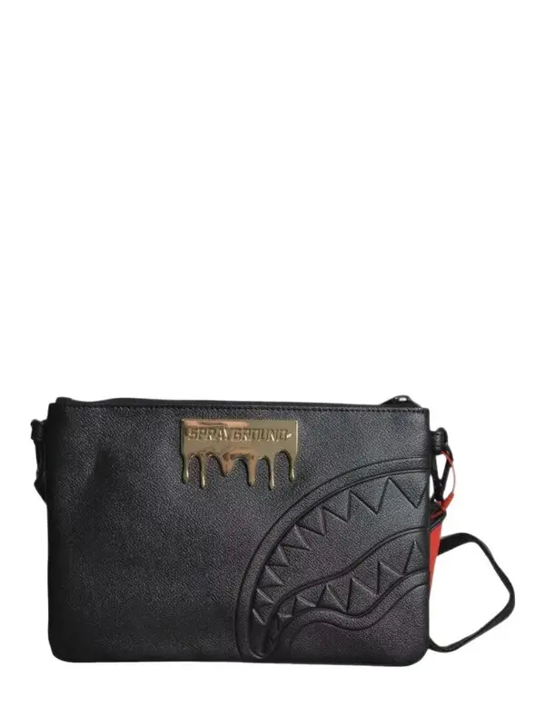 SPRAYGROUND Shark Mouth Plaque Clutch Bag - Black