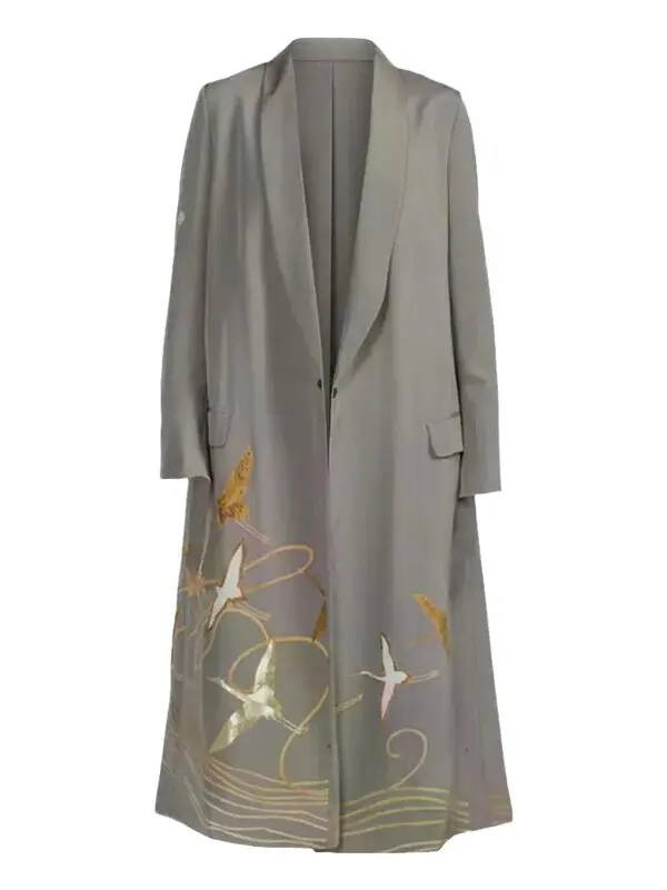 IBRIGU Ibrigü Bird-print Long-sleeve Coat - Grey