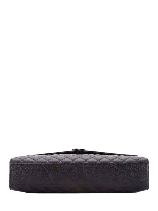 Saint Laurent Classic Monogram Envelope Satchel Mixed Matelasse Leather Shoulder Bag - Black