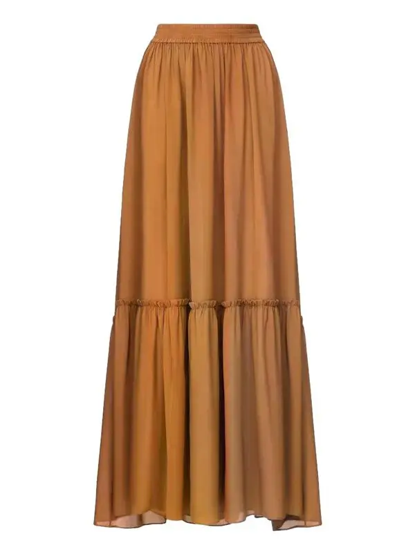 JACOB LEE Tiered Ruffled Maxi Skirt - Orange