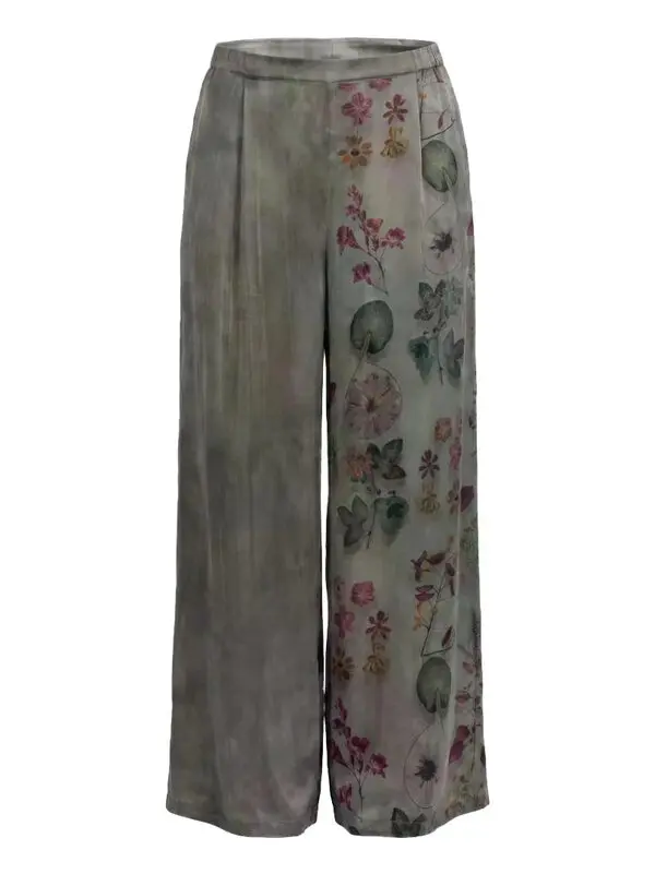 Avant Toi Patchwork Floral-print Palazzo Pants - Grey