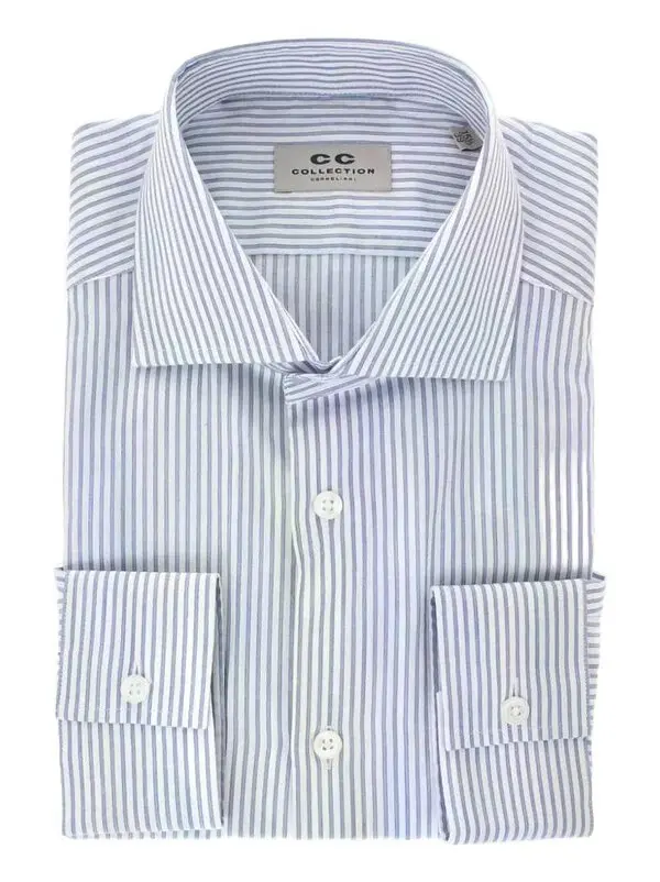 Corneliani Awning-stripe French-collar Shirt - White