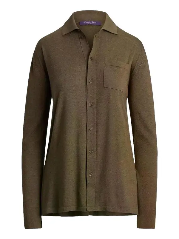 Ralph Lauren Knitted Shirt With Chest Pocket - Brown