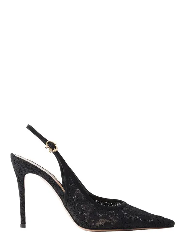 GIANVITO ROSSI Sofia 95 Lace Slingback Pumps - Black