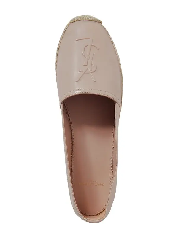 Saint Laurent Embossed Logo Leather Espadrilles - Neutrals