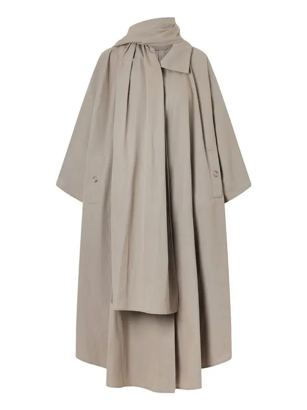 Magda Butrym Cotton-blend Trench Coat With Scarf Detail - Gray