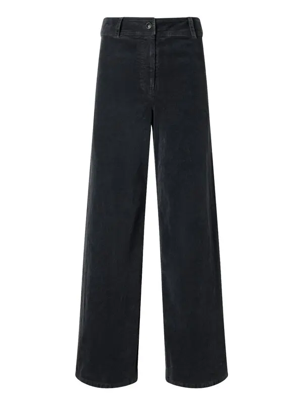 NILI LOTAN Megan Cotton Blend Wide Leg Pants - Gray