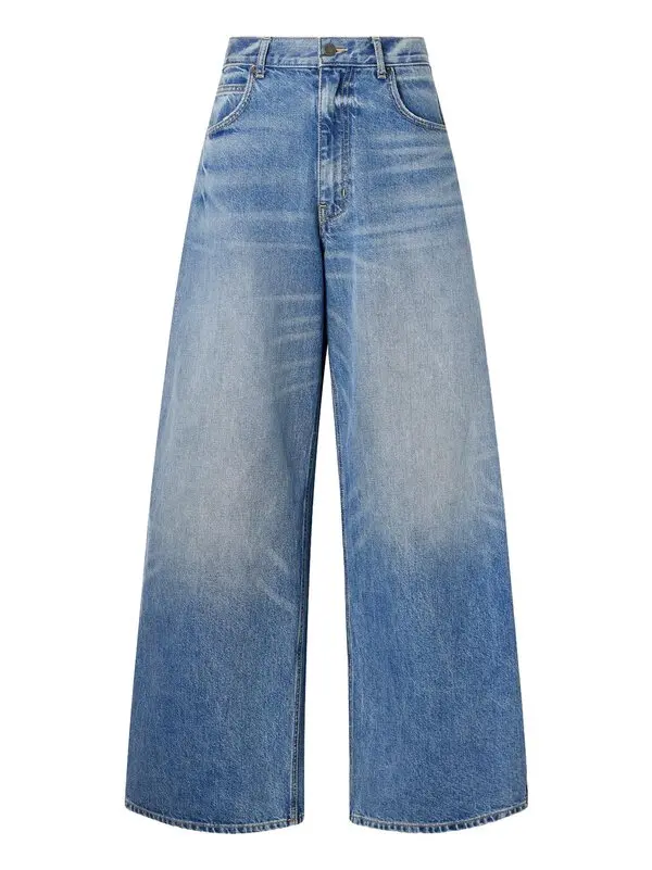 NILI LOTAN Terese Faded Wide-leg Jeans - Blue
