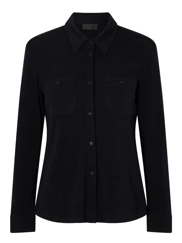 NILI LOTAN Ibra Merino Wool Shirt - Black