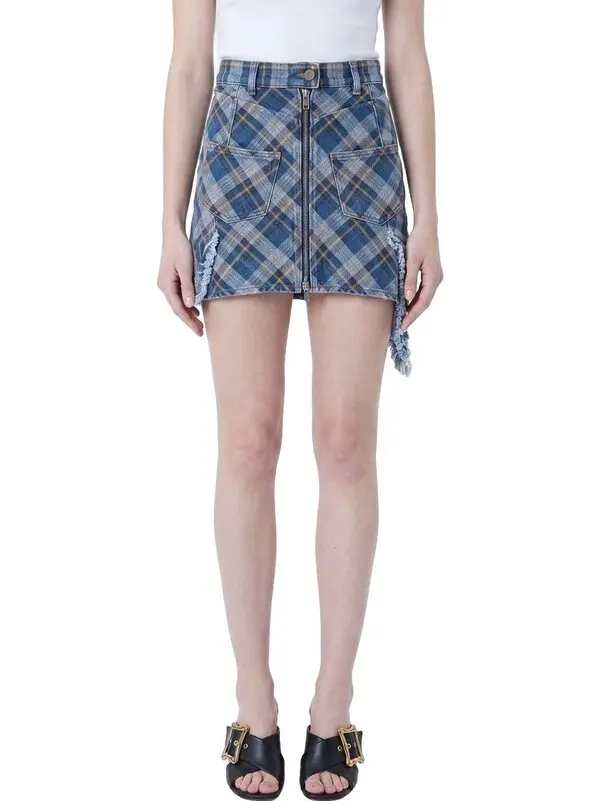 VIVIENNE WESTWOOD Asymmetric Tartan Mini Skirt - Blue
