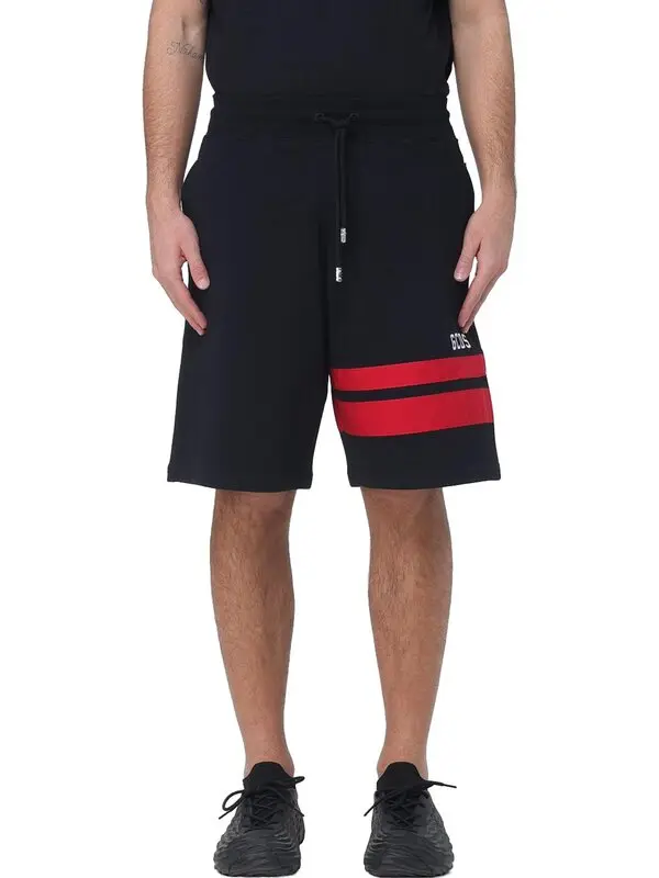 Gcds Cotton Shorts With Graphic Stripe Detail - Black