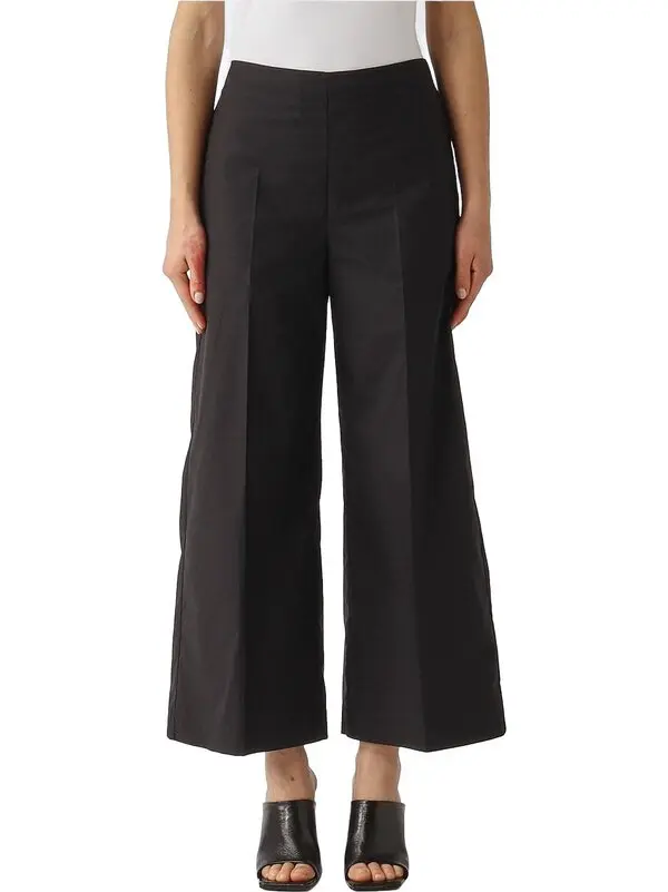 MEIMEIJ Cotton Cropped Wide Leg Trousers - Black