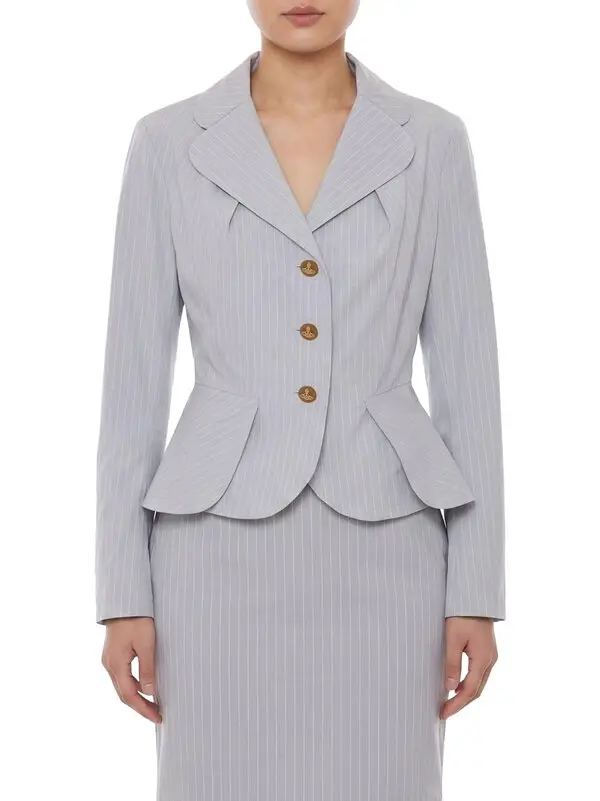 VIVIENNE WESTWOOD Pinstriped Cotton Single-breasted Blazer - Grey