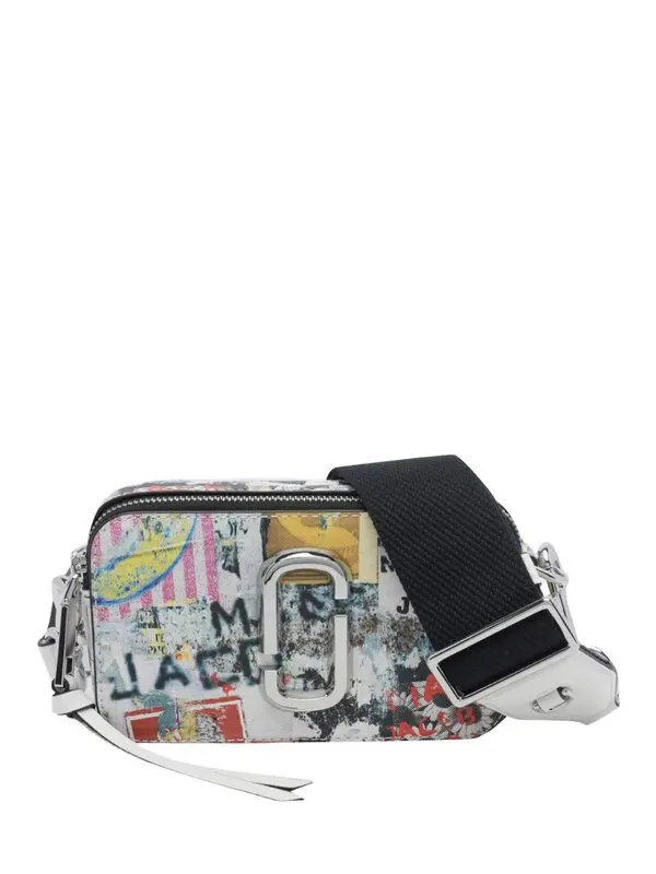 Marc Jacobs Snapshot Saffiano Leather Bag With Double J Logo - White