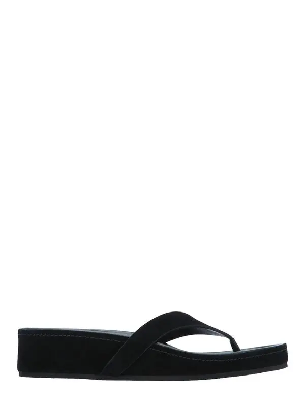 Phoebe Philo Round Toe Suede Flip Flops - Black
