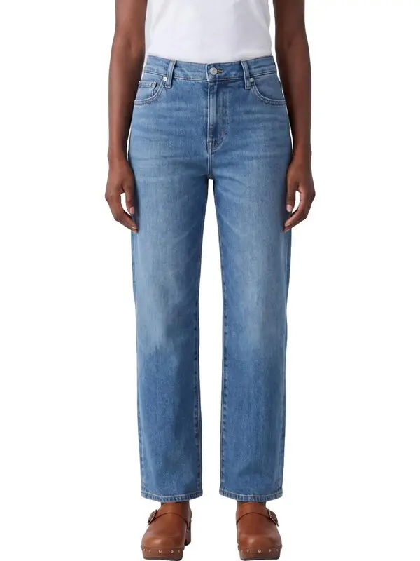 FRAME Mellow High-waisted Straight Jeans In Cotton Denim - Blue