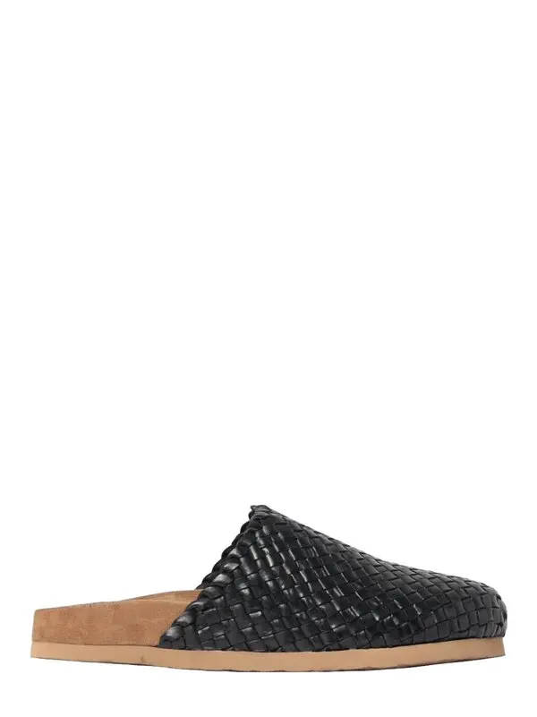 Dragon Diffusion Woven Leather Sabot Mules - Black