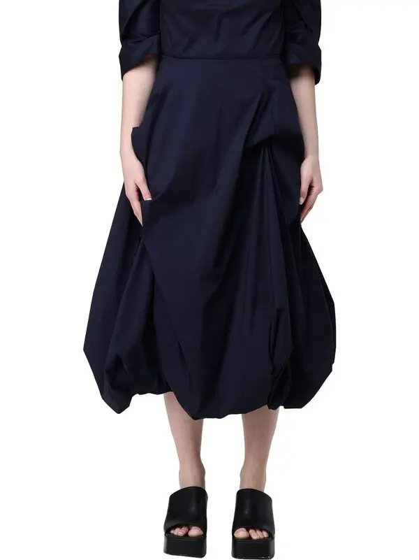 Liviana Conti Draped Asymmetrical Hem Midi Skirt - Blue
