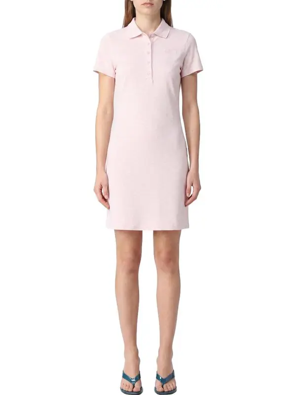 Burberry Slim Fit Stretch-cotton Mini Polo Dress With Ekd Embroidery - Pink