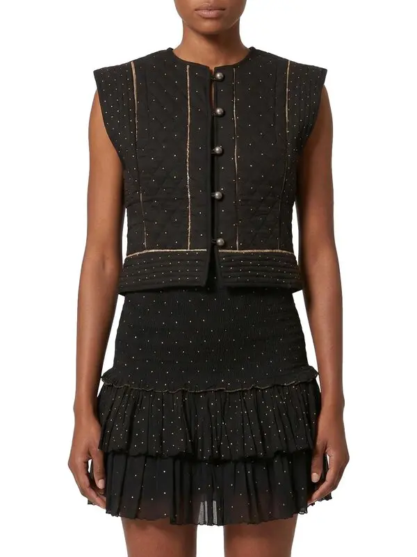 Isabel Marant Étoile Quilted Cotton Vest With Embroidery - Black