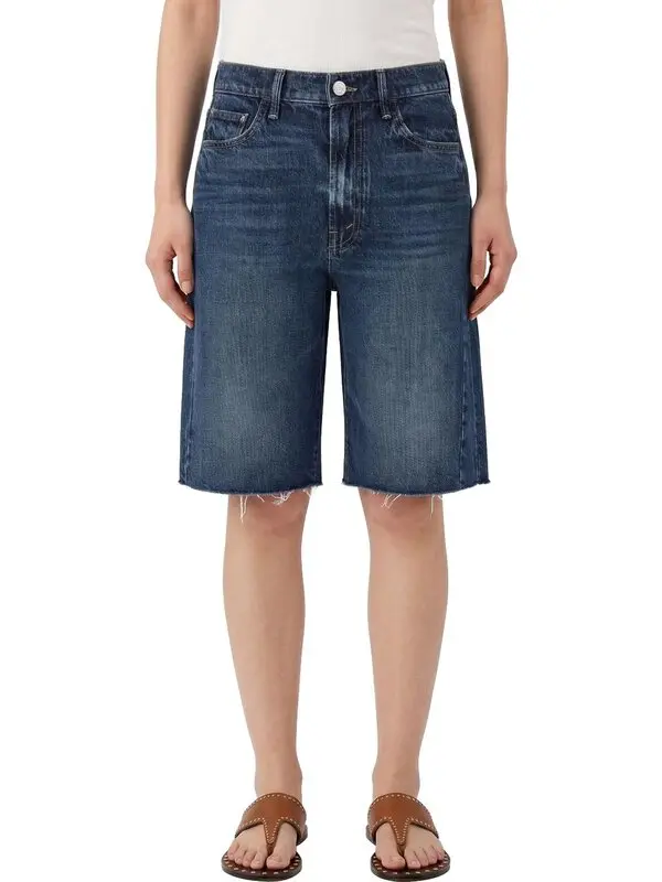 MOTHER High-waisted Knee-length Denim Shorts With Five-pocket Design - Blue