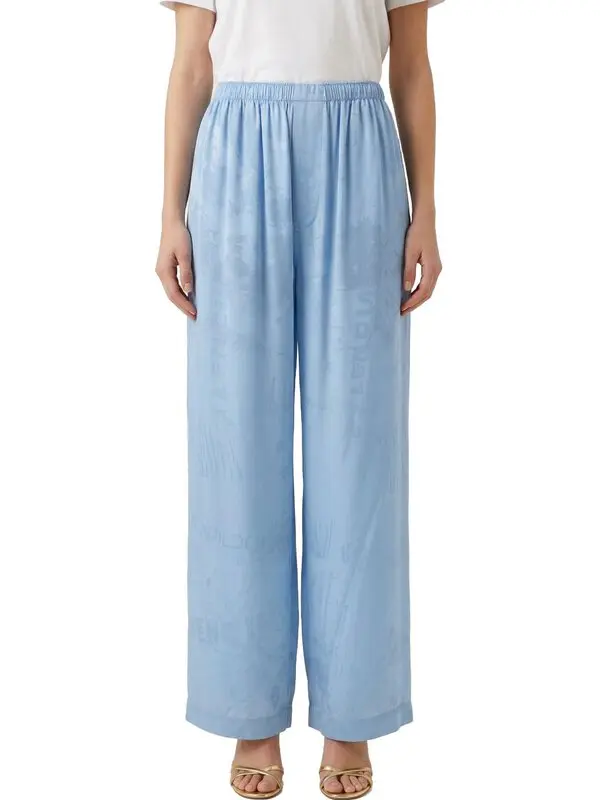 Balenciaga Palazzo Trousers With Graphic Print - Blue