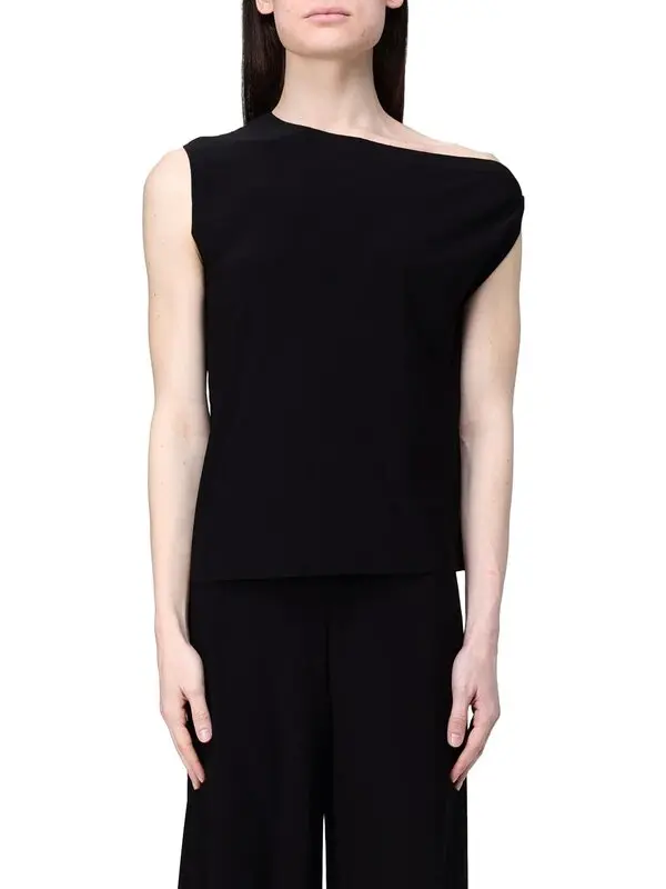 Norma Kamali Asymmetrical Jersey Top - Black