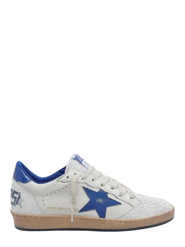 GOLDEN GOOSE Ball Star Low Top Leather Sneakers With Distressed Effect - Blue