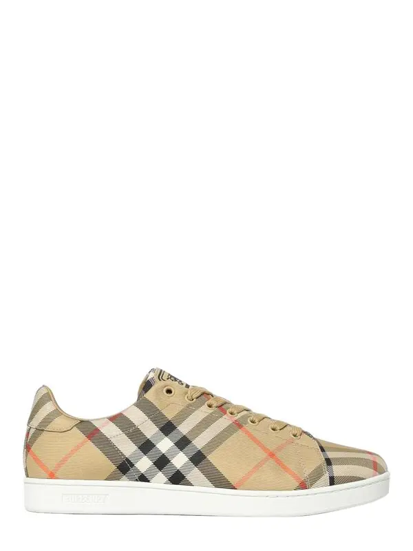Burberry Checked Lace-up Sneakers - Sand